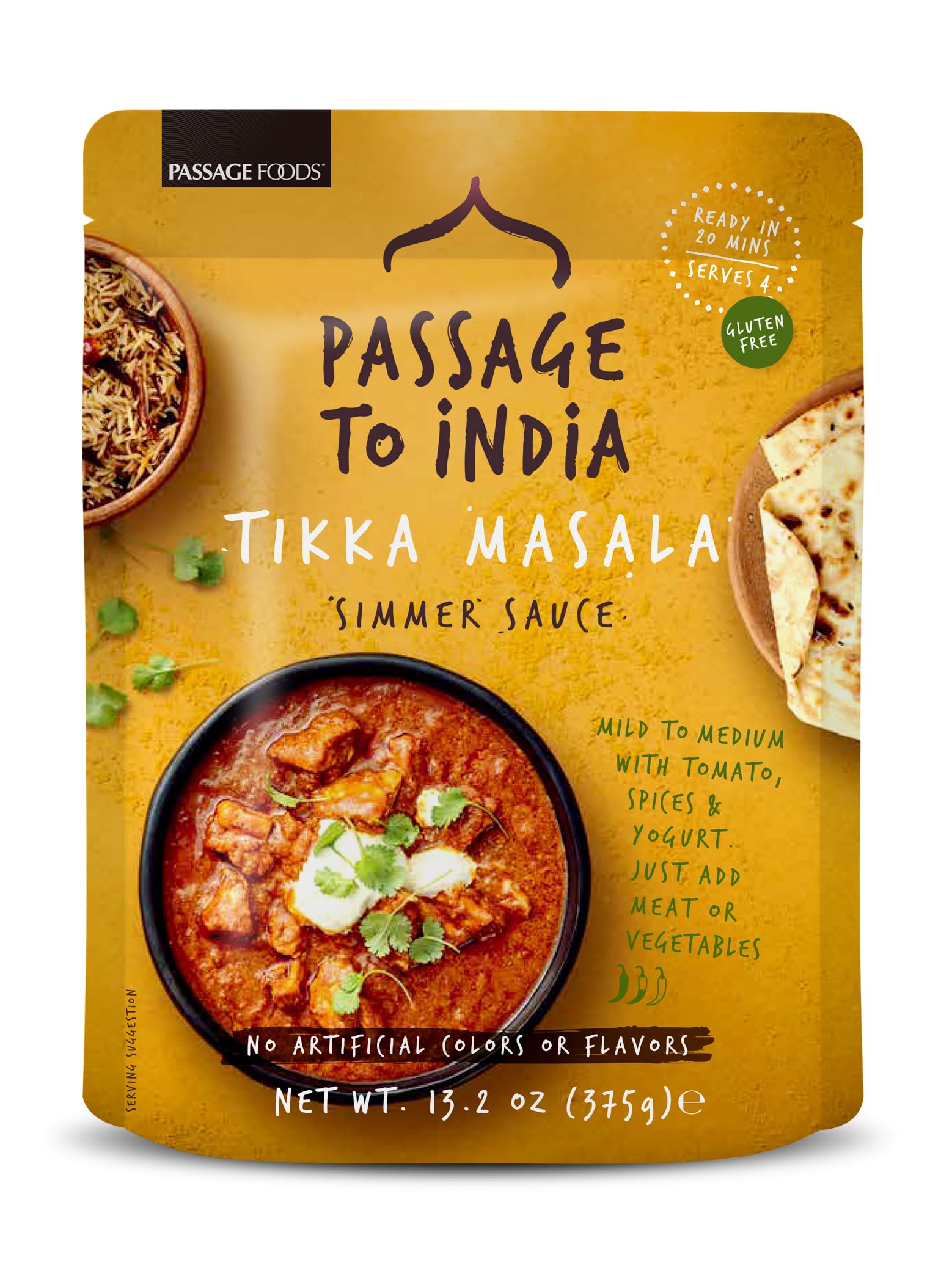 Passage to India Ready to Eat Meals - Tikka Masala Simmer Sauce - Auth ...